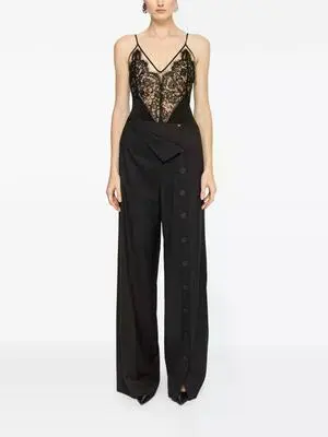NISSA Button-detailed Wide Leg Trousers