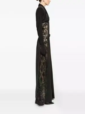 NISSA Tulle Waist Wide-leg Wool Trousers