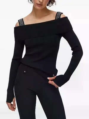 Liu Jo Studded Off-the-shoulder Sweater