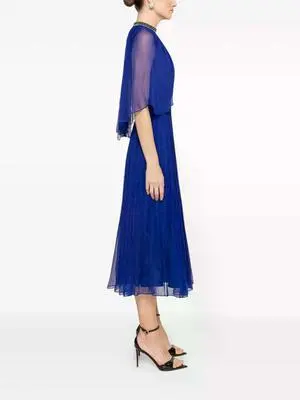 NISSA Crystal-detail Pleated Silk Dress