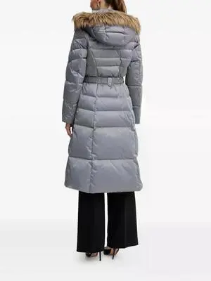Guess Faux-fur Hooded Belted Coat