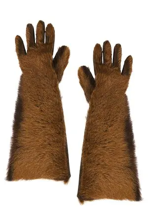 Magda Butrym Fur And Leather Gloves - Brown