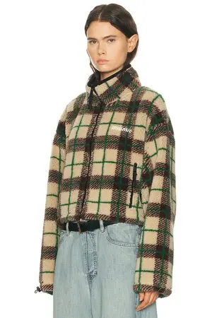 Miu Miu Teddy Check Jacket - Albino & Cacao