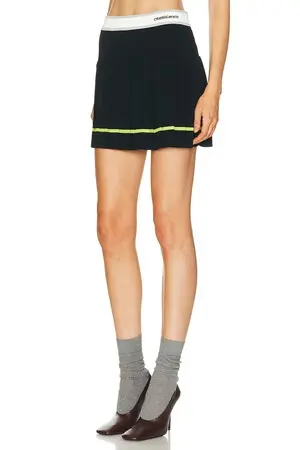 Casablanca Striped Pleated Skirt - Black