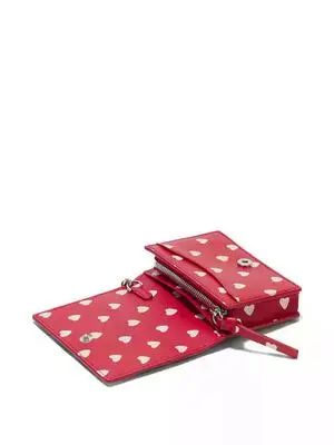 GANNI Heart-print Logo-charm Wallet - Red
