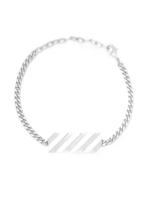 Off-White Diagonal Engraved Bracelet - Silver