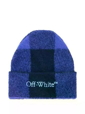 Off-White Plaid Logo Beanie