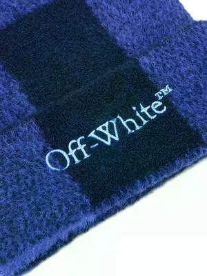 Off-White Plaid Logo Beanie