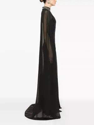 NISSA Sequin Embellished Cape Gown