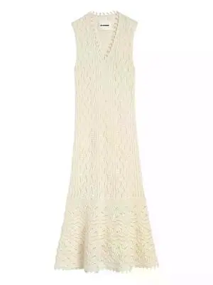JIL SANDER Cotton Knit Maxi Dress - Neutrals
