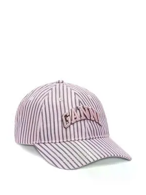 GANNI Striped Baseball Cap - Pink
