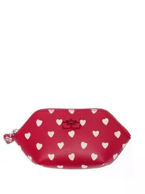GANNI Heart-print Zip Wallet - Red