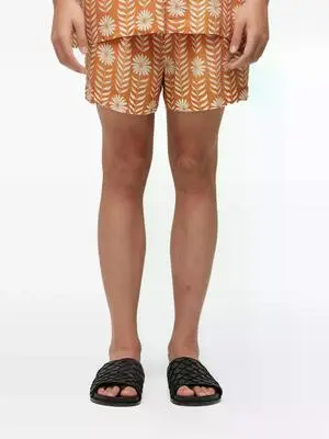 OSKLEN Floral-pattern Drawstring Shorts - Orange