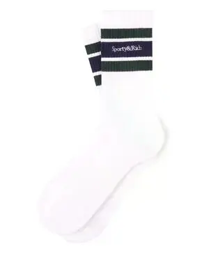 SPORTY & RICH Striped Crew Socks - White