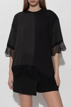 ALLSAINTS T-shirt With Lace Trim - Black