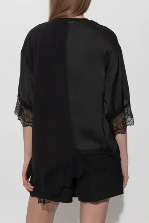 ALLSAINTS T-shirt With Lace Trim - Black
