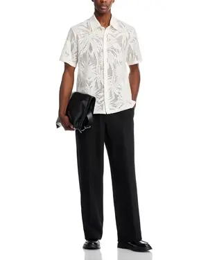 Simkhai Conrad Short Sleeve Mesh Button Front Shirt - Ivory