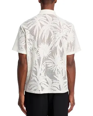 Simkhai Conrad Short Sleeve Mesh Button Front Shirt - Ivory