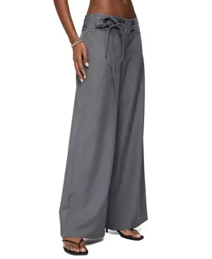 EDIKTED Willard Baggy Lace Up Belted Pants - Dark-gray
