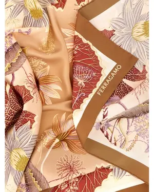 FERRAGAMO Water Lillies Square Silk Scarf