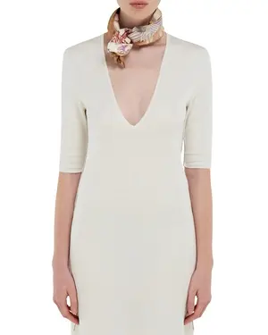 FERRAGAMO Water Lillies Square Silk Scarf