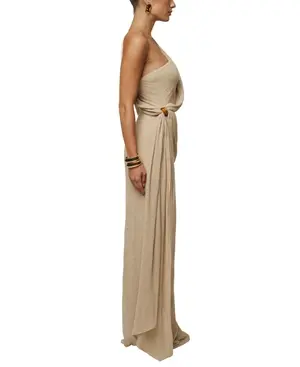 JLUXLABEL One-shoulder Draped Maxi Dress - Beige
