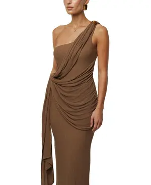 JLUXLABEL Draped Wrap Dress - Brown
