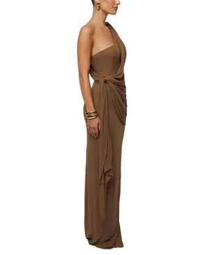 JLUXLABEL Draped Wrap Dress - Brown