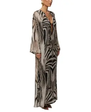 JLUXLABEL Zebra Print Maxi Dress