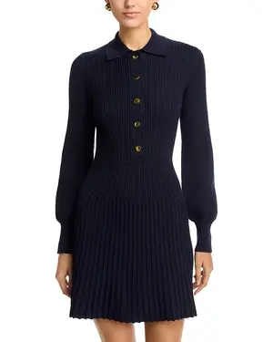 SINGLE THREAD Long Sleeve Sweater Knit Dress - Navy