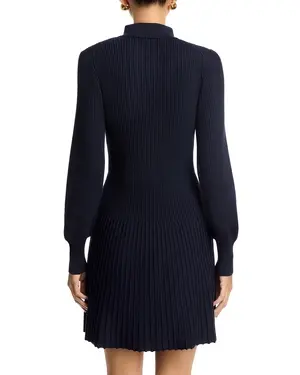 SINGLE THREAD Long Sleeve Sweater Knit Dress - Navy