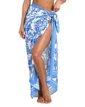 L'Agence Maribel Baroque Pareo Swim Cover-up - Blue