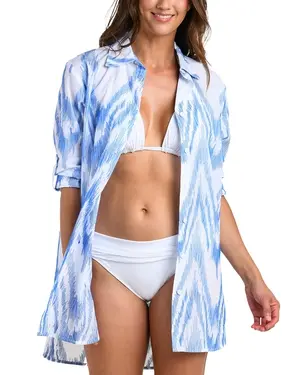 La Blanca Tidal Wave Camp Shirt Swim Cover-up