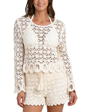 La Blanca Serenity Covers Long Sleeve Top Swim Cover-up - Ivory