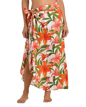 La Blanca Jungle Blossoms Tie Wrap Skirt Swim Cover-up - Multi