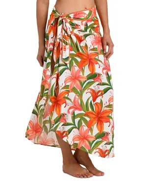 La Blanca Jungle Blossoms Tie Wrap Skirt Swim Cover-up