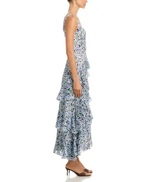Aqua Sleeveless Floral Maxi Dress