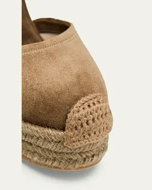 Brunello Cucinelli 80mm Monili Suede Espadrille Wedge Sandals