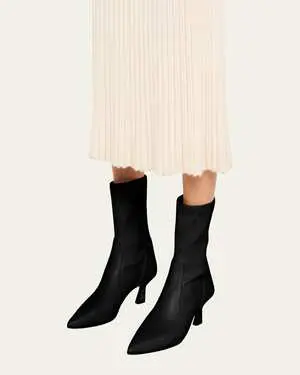 STUART WEITZMAN 50mm Vinnie Stretch Leather Booties - Black