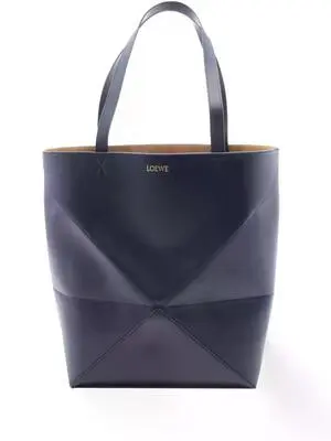 Loewe Large Shiny Calfskin Puzzle Fold Tote Bag - Blue