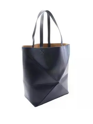 Loewe Large Shiny Calfskin Puzzle Fold Tote Bag - Blue