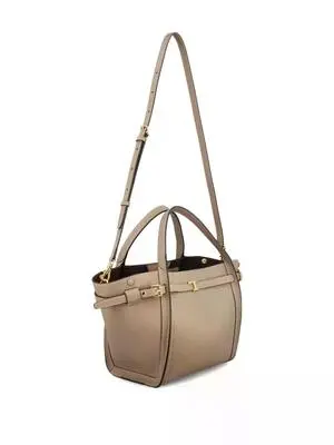 TOD'S Small Leather Tote Bag With Metal Detail - Grey