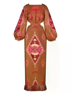 Johanna Ortiz Geometric Print Maxi Dress - Brown
