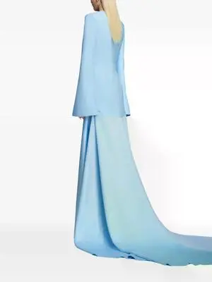 Solace London Claudine Flared-sleeve Maxi Dress - Blue