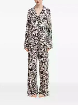 Guess Sasha Leopard-print Piped Pajamas - Neutrals