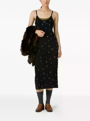 Miu Miu Embroidered Stretch Georgette Dress With Sequins