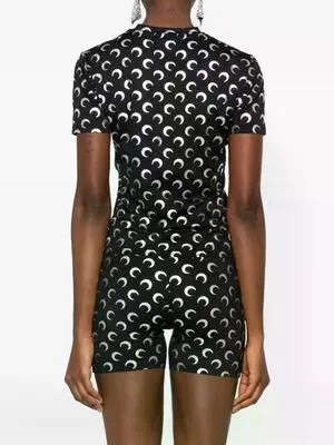 MARINE SERRE Moon-print Short Sleeve Top - Black