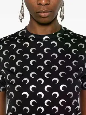 MARINE SERRE Moon-print Short Sleeve Top - Black