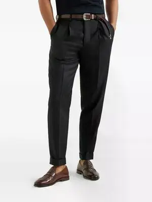 Brunello Cucinelli Stripe Pleat Trousers - Black