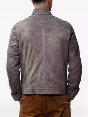 POCHE PARIS Zip-up Suede Jacket - Grey